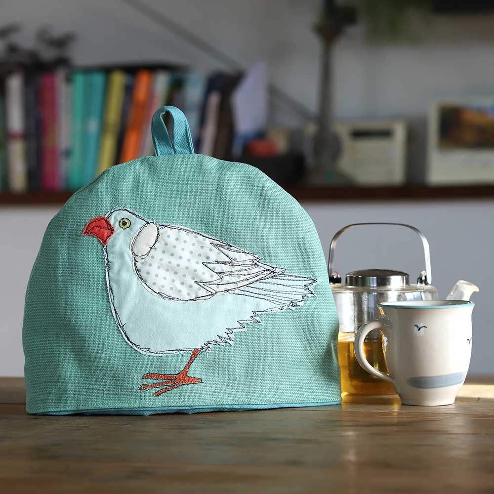 Fancy pigeon small tea cosy by Poppy Treffry