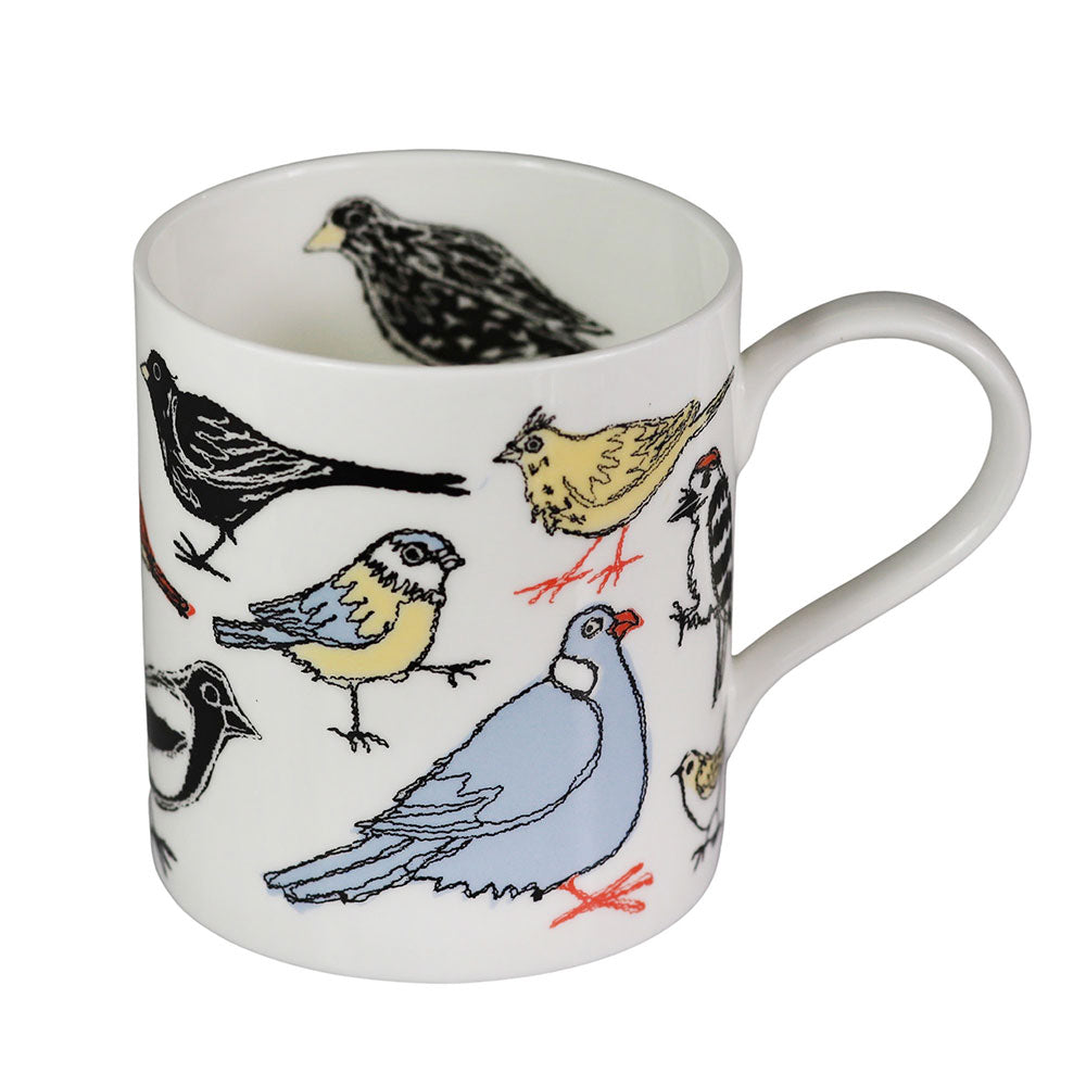 garden birds bone china mug by Poppy Treffry